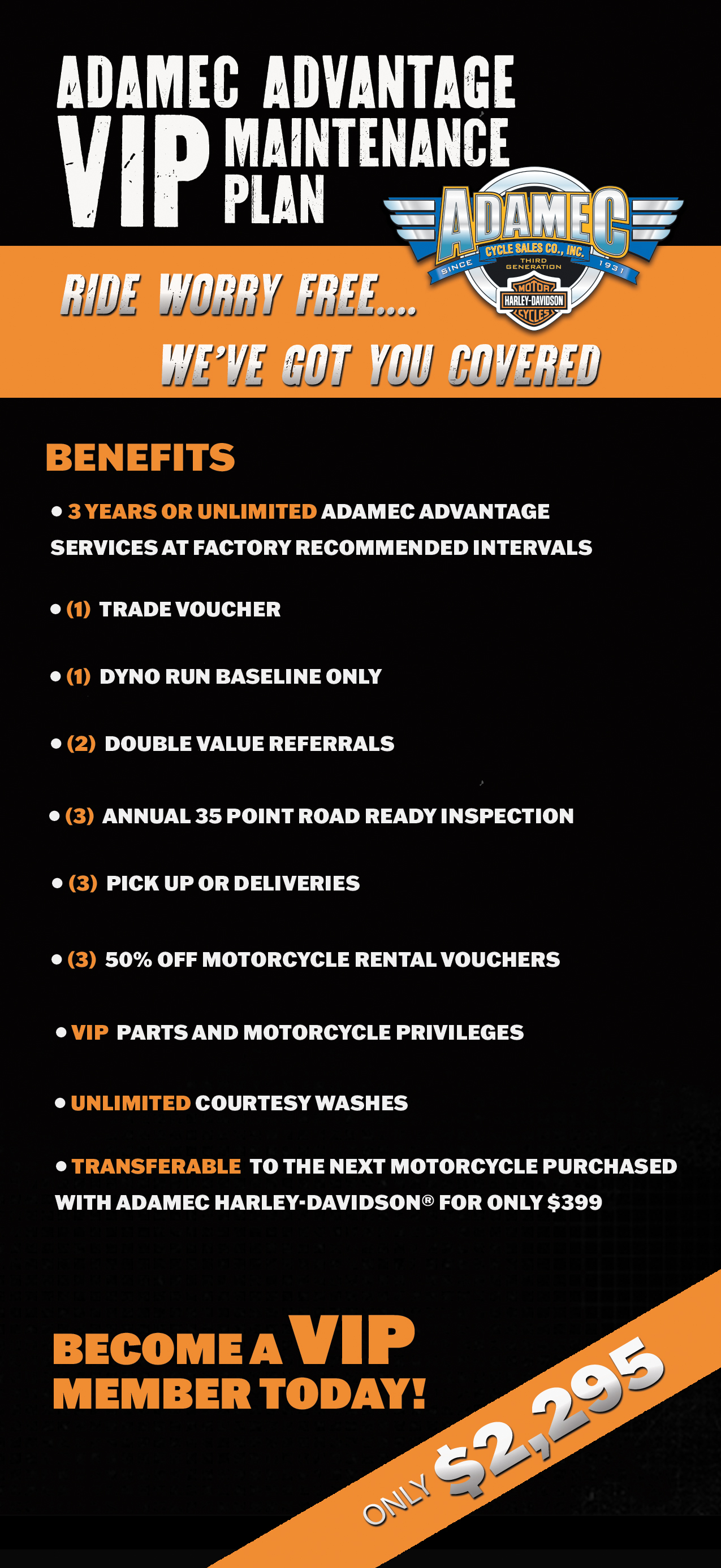 Adamec Advantage Vip Maintenance Plan | Adamec Harley-Davidson ...